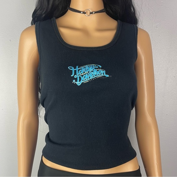 Harley-Davidson | Tops | Harley Davidson Blue Logo Tank | Poshmark